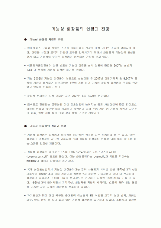 기능성 화장품의 현황과 전망