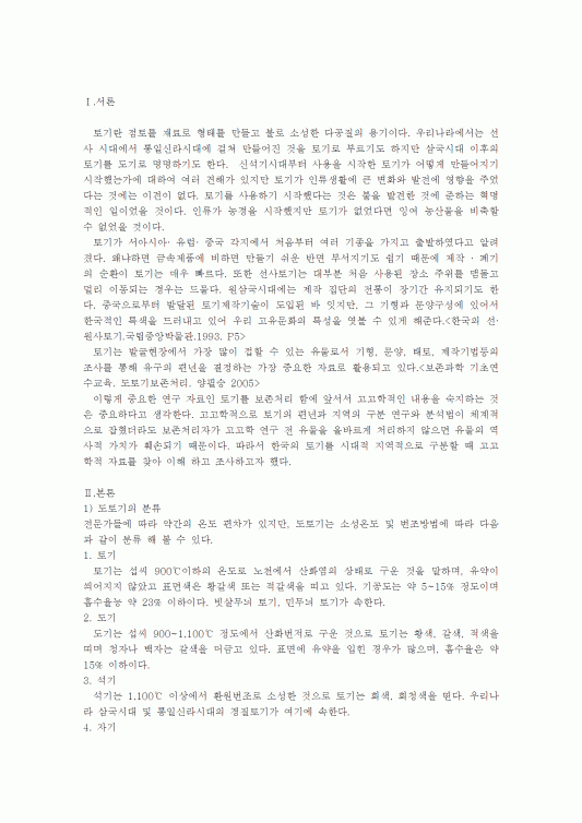 한국의 토기 레포트 자료