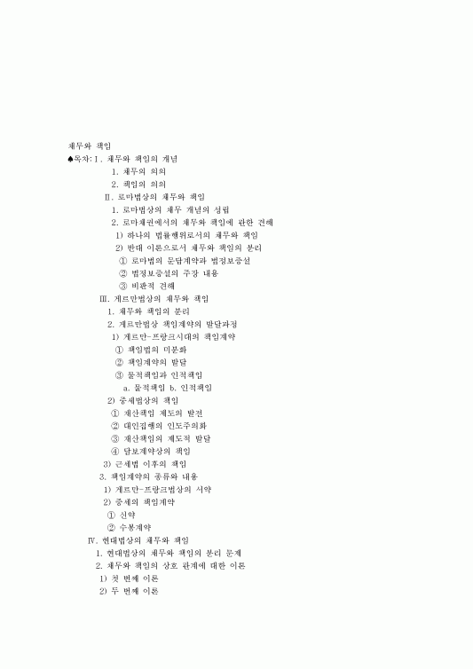 채무와 책임 레포트 자료