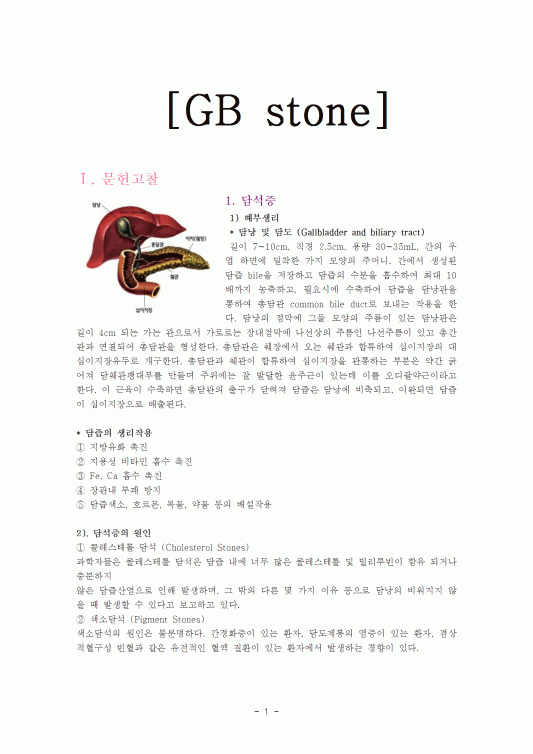 GB stone (담석증) 케이스