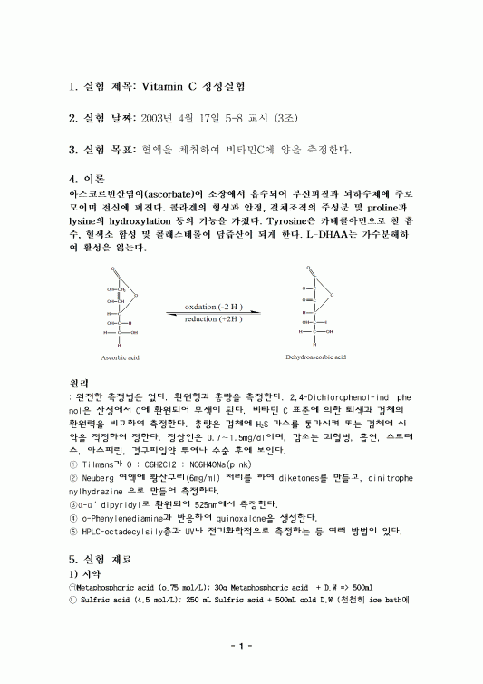Vitamin C정성실험
