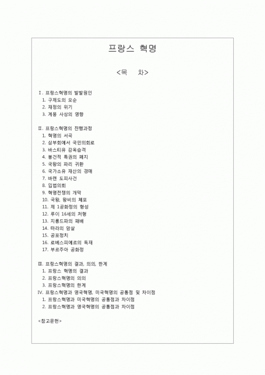 프랑스혁명에 대한 조사자료 및 발표자료