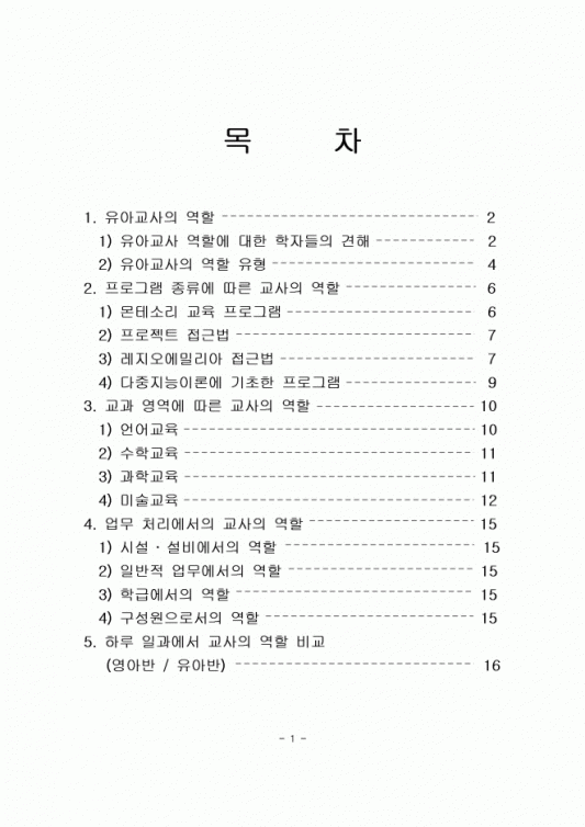 유아교사의 역할