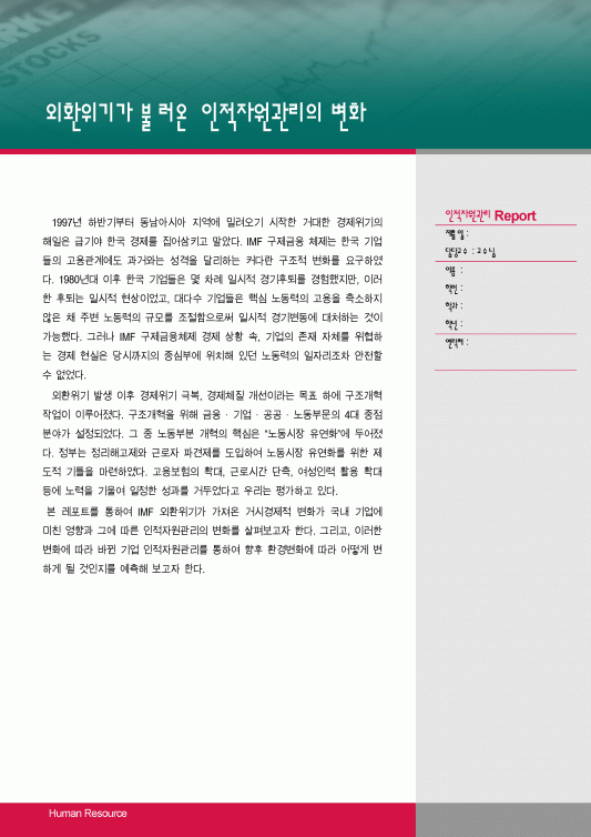 외환위기가 불러온 인적자원관리의 변화