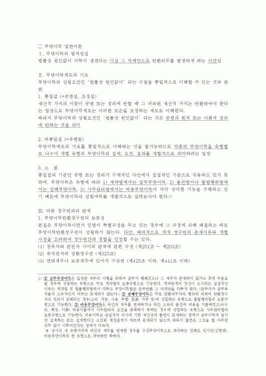 [민법]부당이득 일반이론
