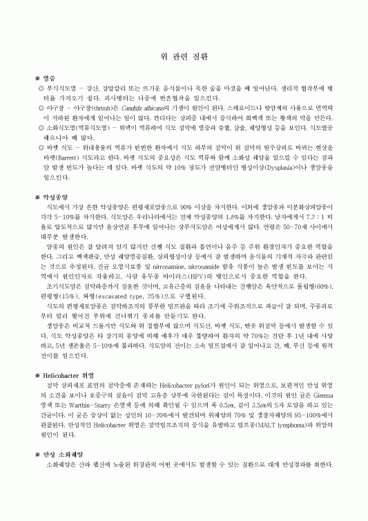 위 관련 질환 레포트 자료