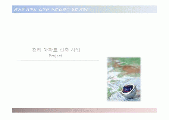 (부동산개발사업)용인시천리신축아파트사업계획서