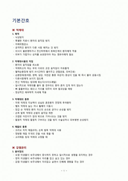 중환자실 기본간호