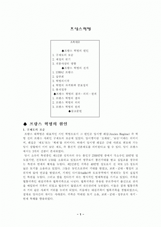 프랑스 혁명의 결과 의의 한계
