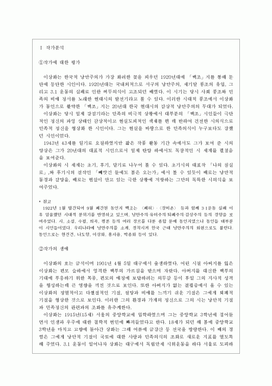 이상화의 생애와 「나의 침실로」분석