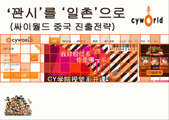 싸이월드 중국진출 마케팅성공사례 SWOT 5C