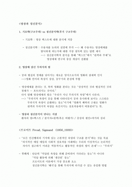 영상이론과정신분석