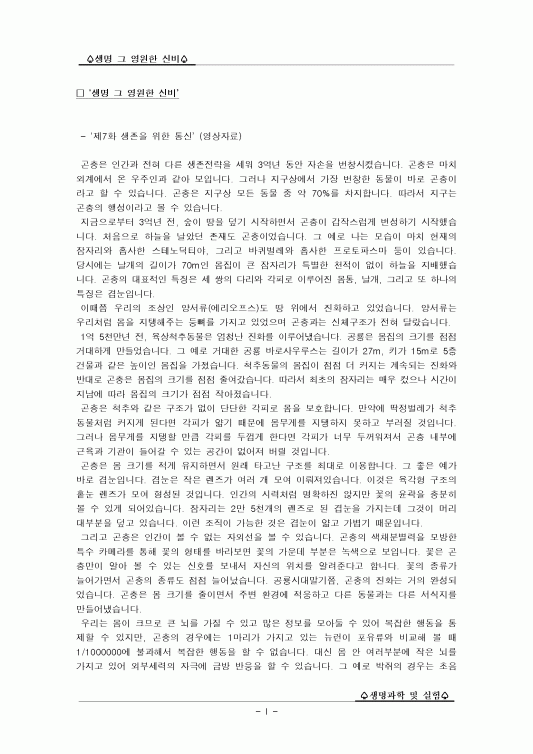 생명 그 영원한 신비