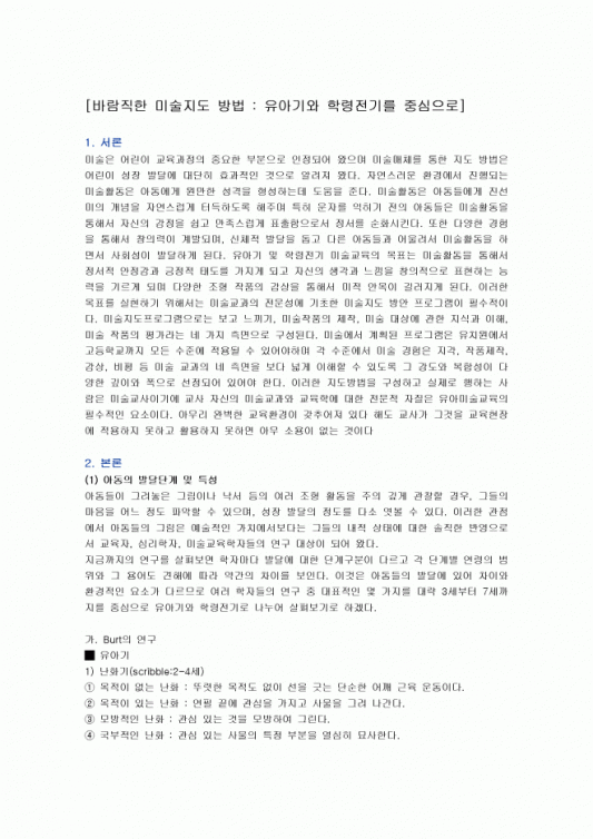 [바람직한 미술지도 방법 : 유아기와 학령전기로 나누어]