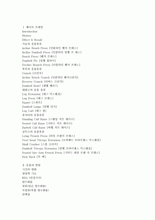 웨이트 트레이닝과 운동과 영양