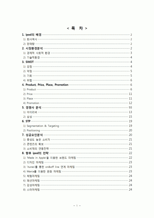 ipod 분석 레포트 자료