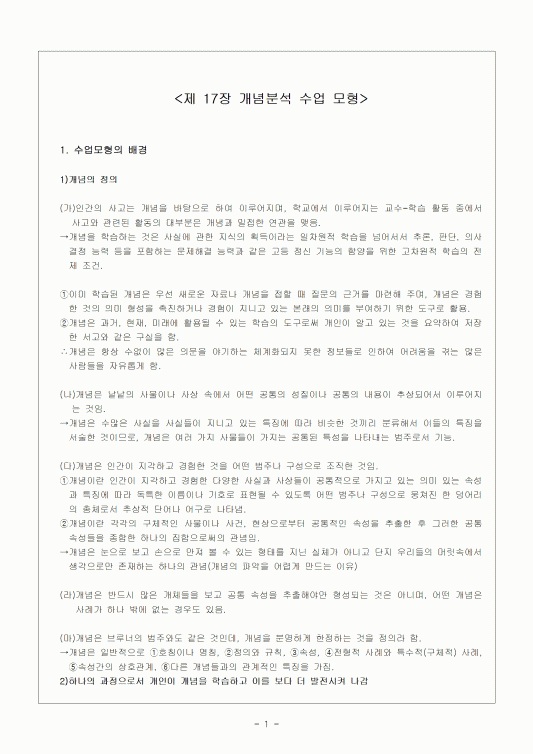 개념분석 수업 모형