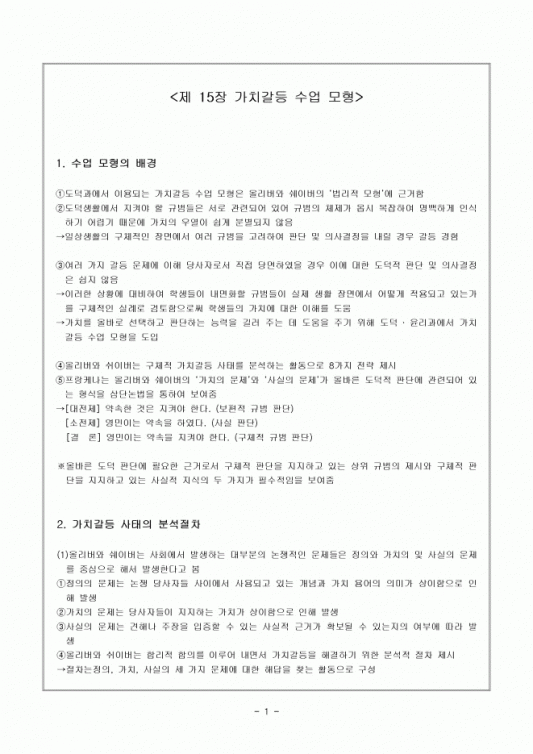 가치갈등 수업 모형