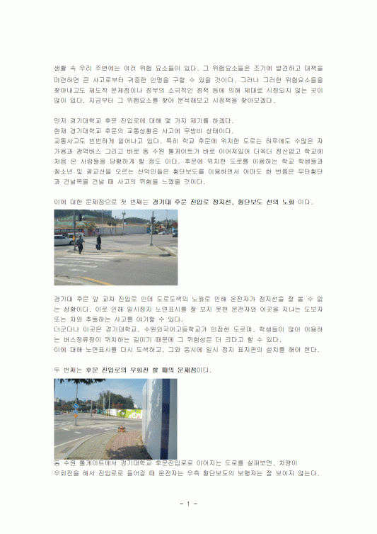 생활속의 위험요소 실태 레포트