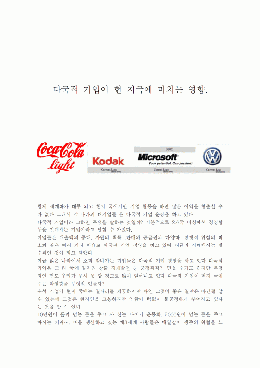 다국적 기업이 현지국에 미치는 부정적 영향