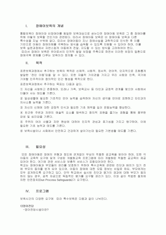장애아 보육 레포트 자료