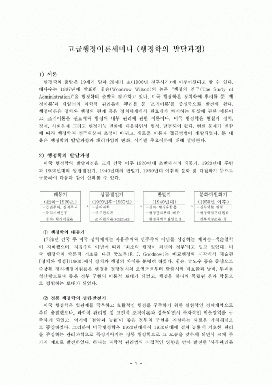 행정이론(행정학의 발달과정)