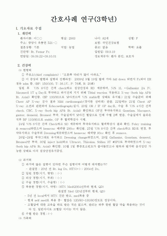 대퇴 골절 케이스 스터디