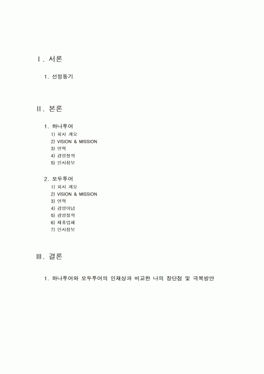 하나투어 모두투어 분석