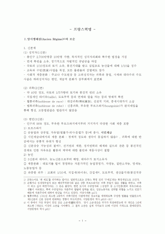 프랑스혁명의 발생에서 부터 혁명의 경과, 영향, 혁명에 대한 해석까지
