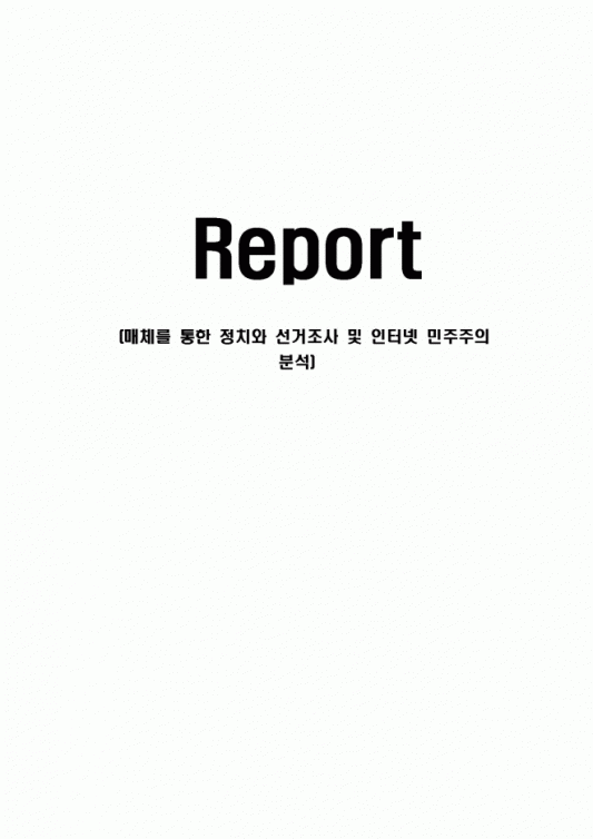 매체를 통한 정치와 선거조사 및 인터넷 민주주의 분석