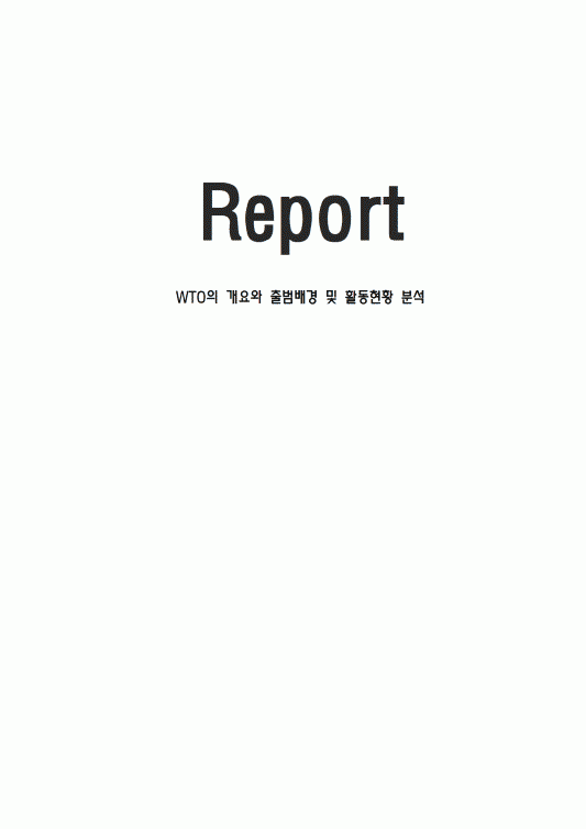 WTO의 개요와 출범배경 및 활동현황 분석