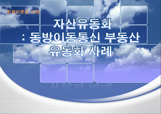 자산유동화 : 동방이동통신 부동산 사례