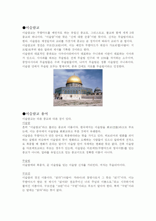 이슬람교에 대한 단상