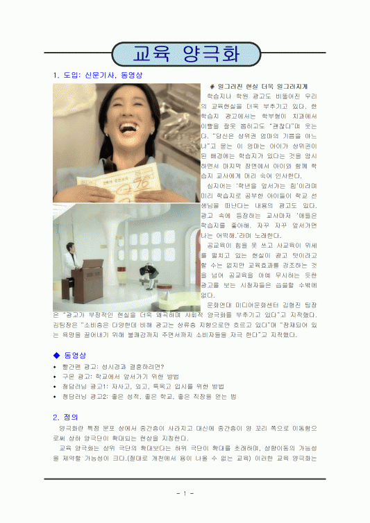교육 양극화 원인, 해결방안 보고서