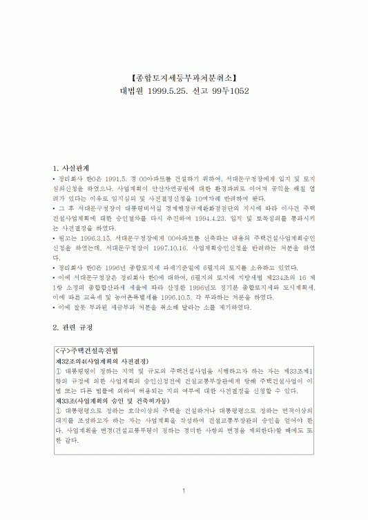 종합토지세등부과처분취소