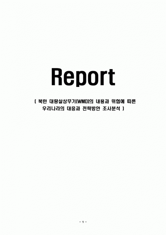 북한 대량살상무기(WMD)의 내용과 위협에 따른 우리나라의 대응과 전략방안 조사분석