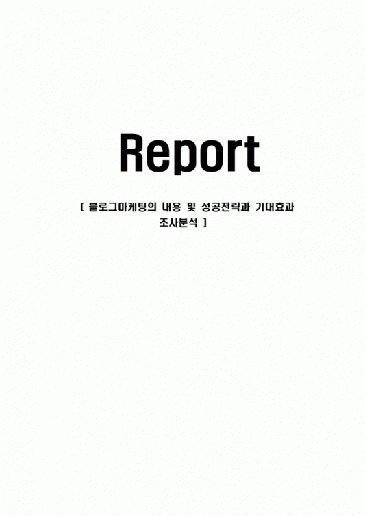 블로그마케팅의 내용 및 성공전략과 기대효과 조사분석