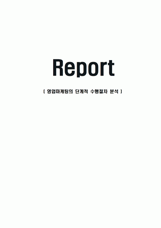 영업마케팅의 단계적 수행절차 분석