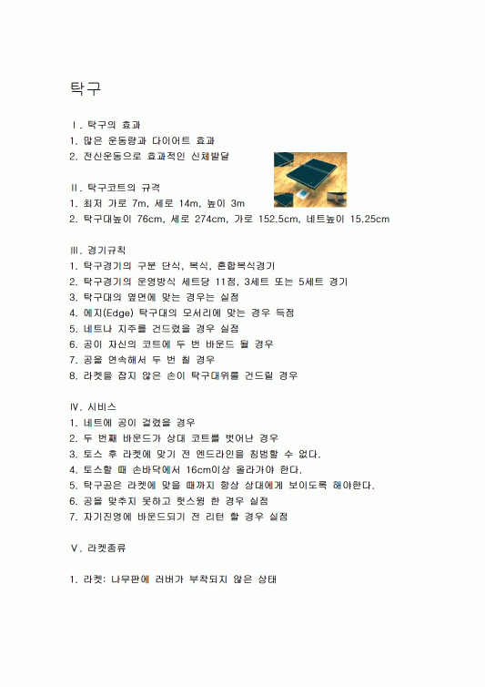 탁구에 관한 조사자료