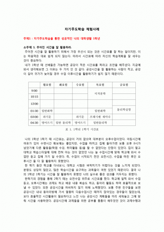 자기주도학습체험사례 공모전 수기