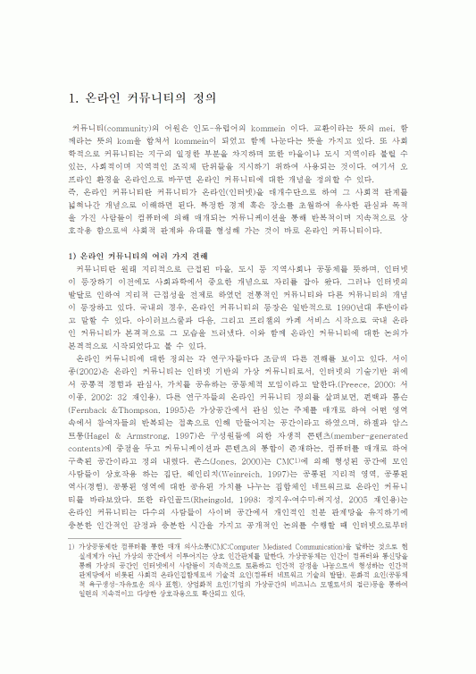 온라인 커뮤니티에 대하여