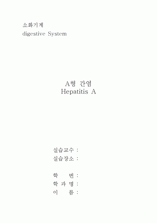 소화기계 A형 간염(Hepatitis A) 문헌고찰 간호과정