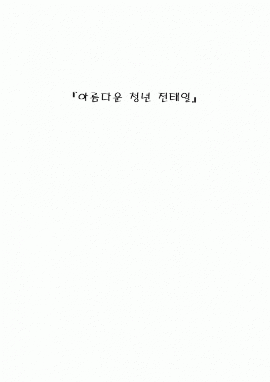 아름다운 청년 전태일 줄거리 및 느낀점