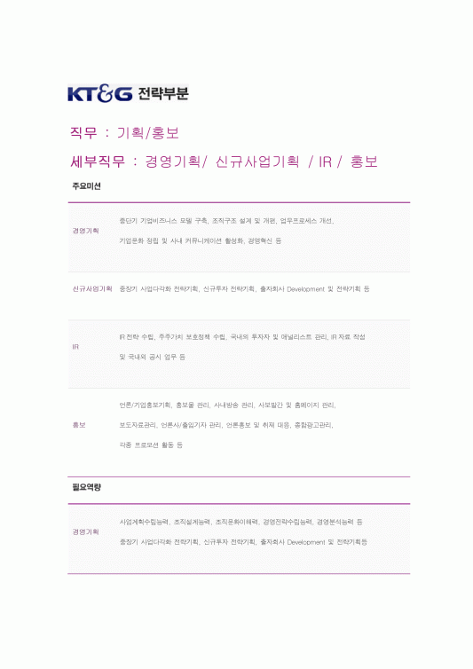 [KT&G 자기소개서] 합격 자기소개서