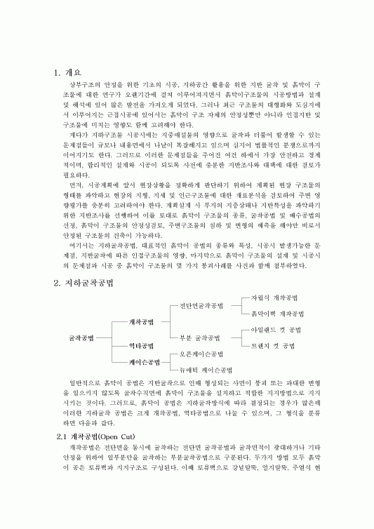 굴착 및 흙막이 공법의 종류