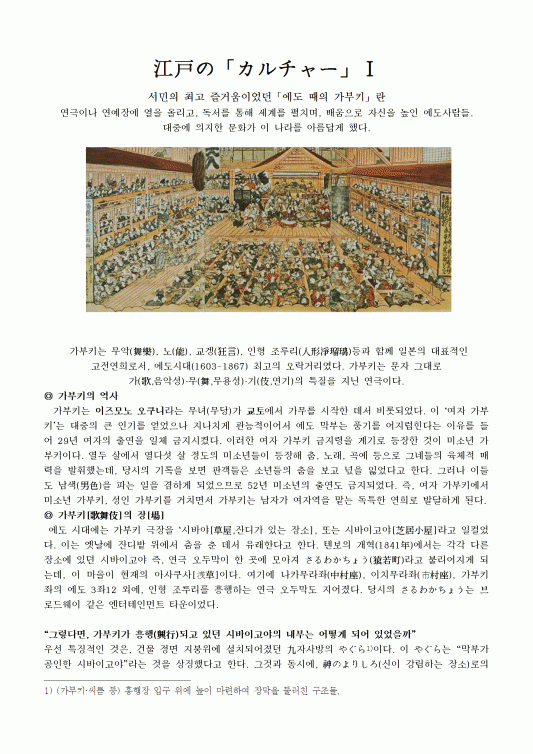 서민의 최고 즐거움「에도 때의 가부키」