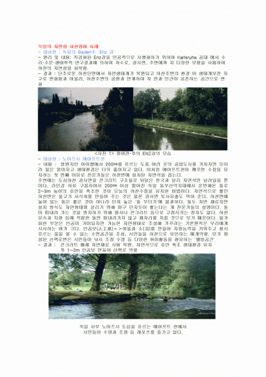 [지방행정]독일의 자연형 하천정비 사례