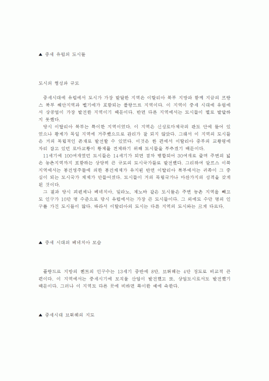 중세 유럽의 도시들