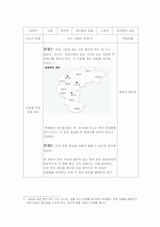 삼각형의 성질 지도안과 분석