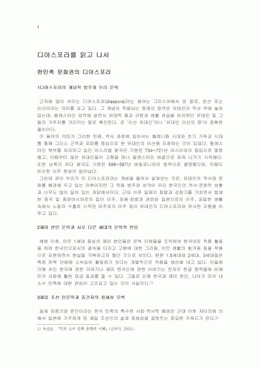 ‘디아스포라를 넘어서‘ 읽고 나서